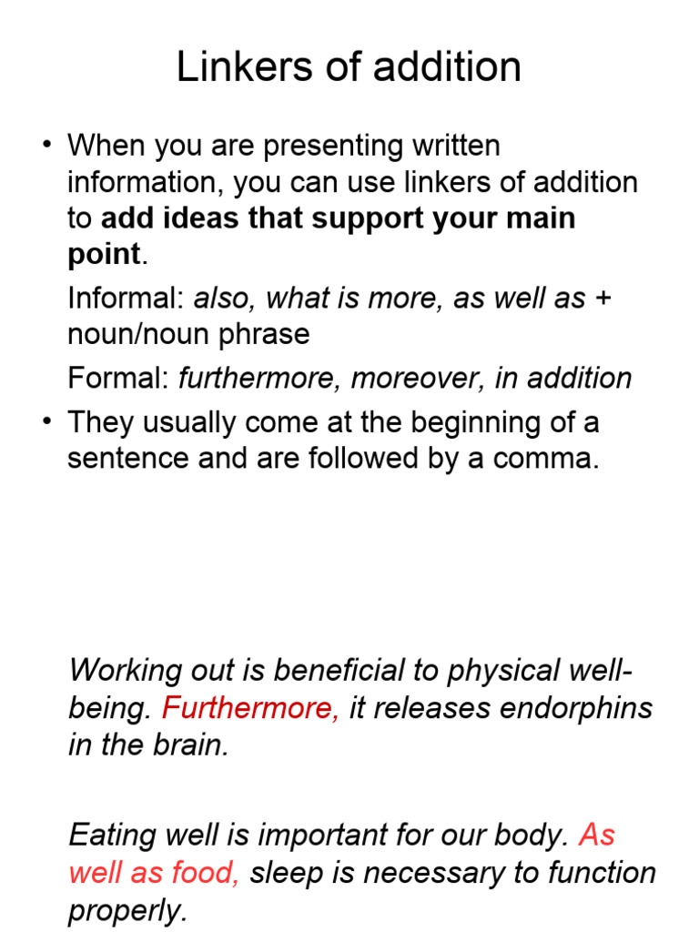 Linkers of Addition | PDF