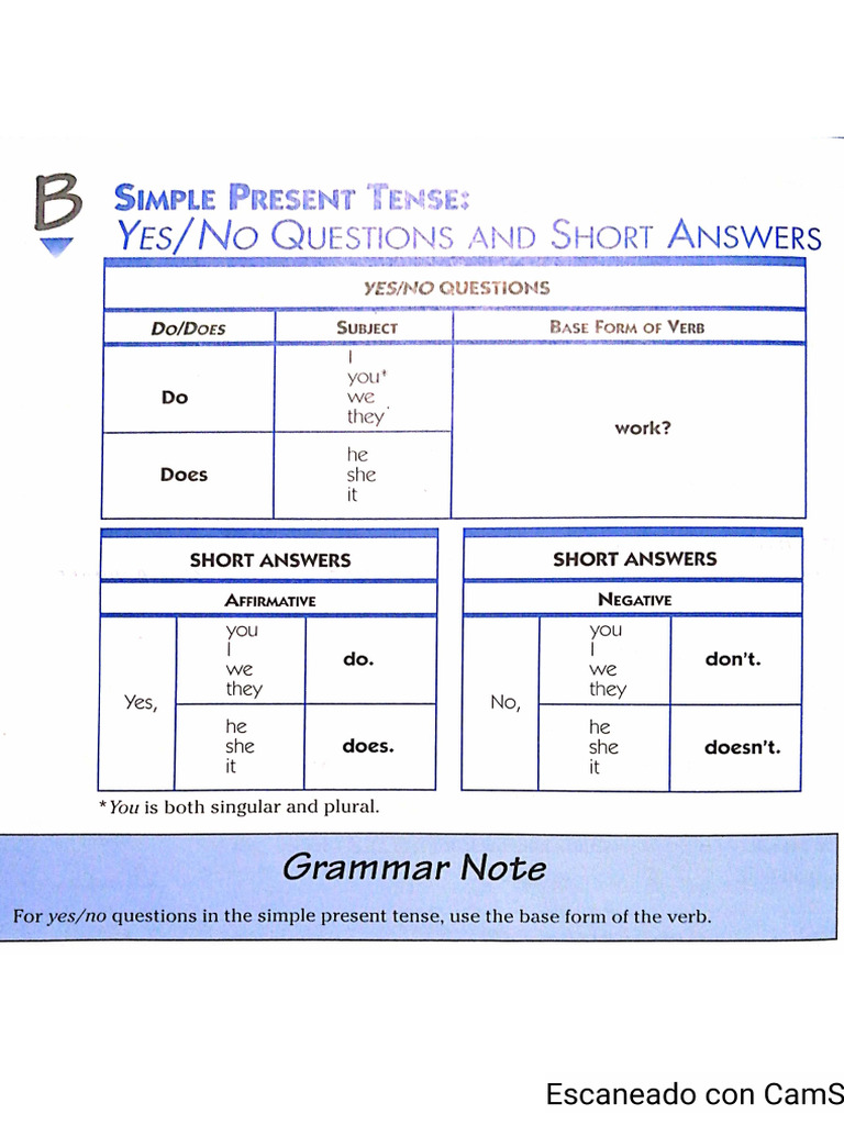 The Simple Present Tense (Questions and Answers) | PDF