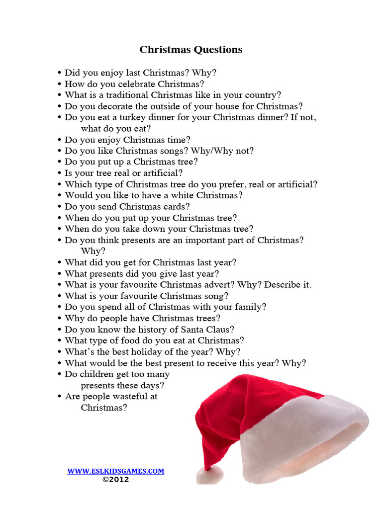 ESL Christmas Conversation Questions | PDF