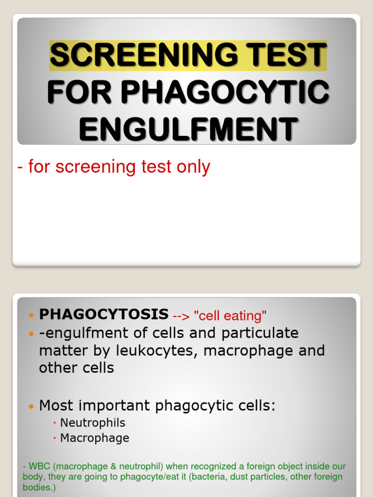 Screening Test For Phagocytic Engulfment | PDF