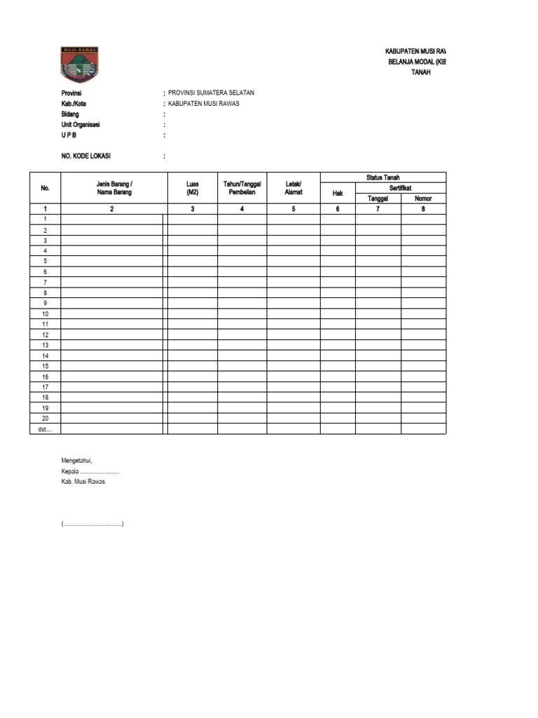 FORMAT BELANJA MODAL 2023 | PDF