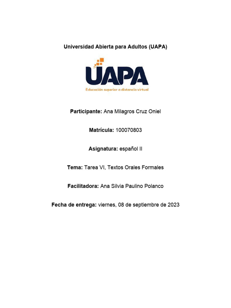 Textos Orales Formales: Guía y Ejemplos | PDF