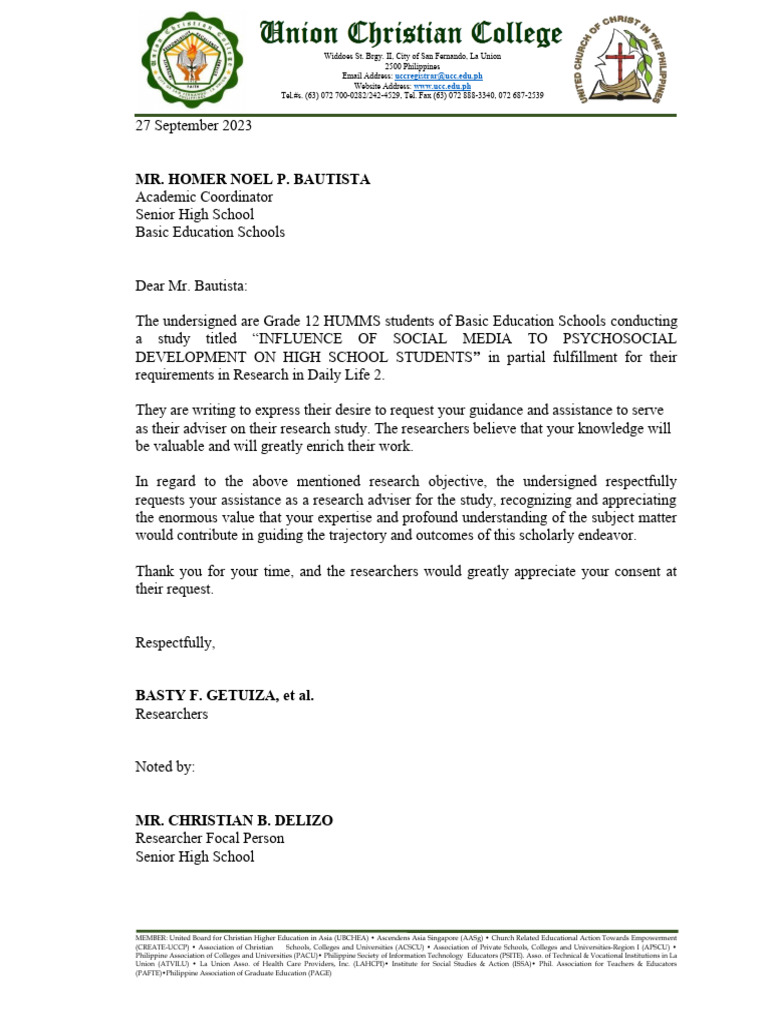 Appendix A Letter To The Research Adviser 1 | PDF