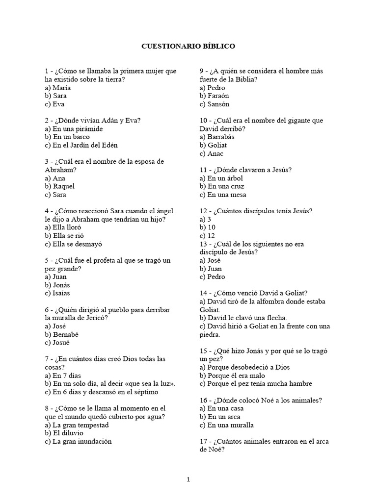 2 Tema 21 Cuestionario Bíblico 2 | PDF | Noé | Jesús