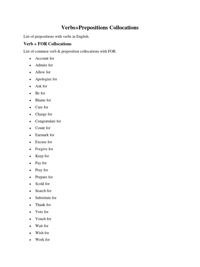 Verbs+Prepositions Collocations | PDF