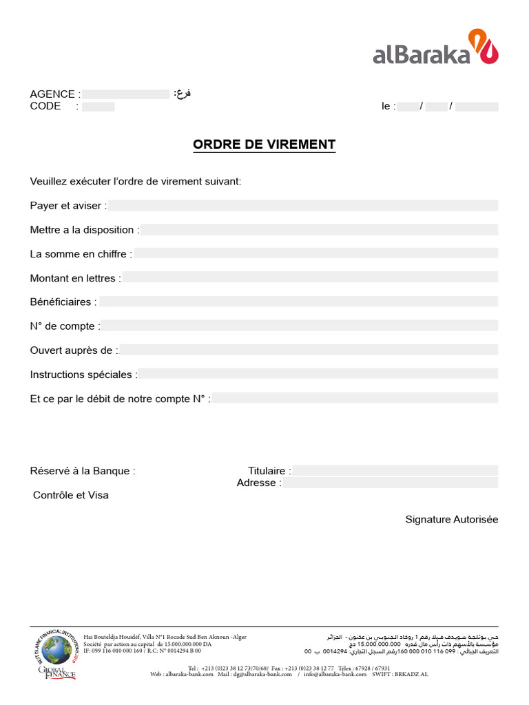Ordre de Virement | PDF
