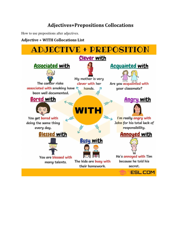 Adjectives+Prepositions Collocations | PDF | Language Arts & Discipline | Self-Improvement