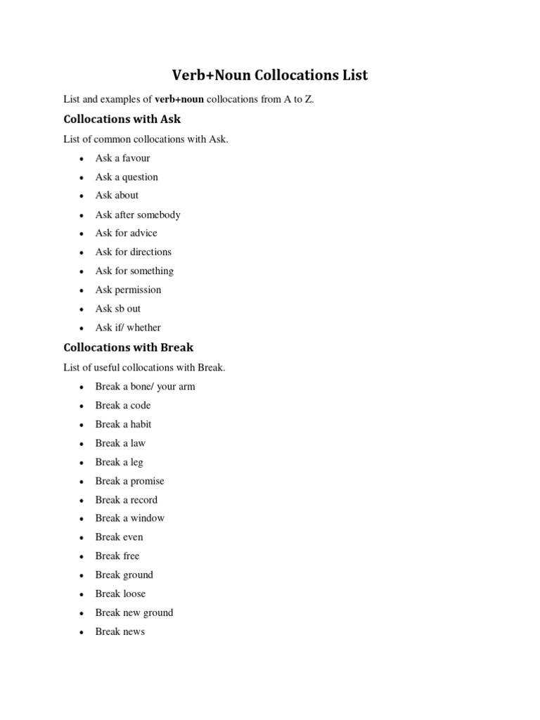 Verb+Noun Collocations | PDF
