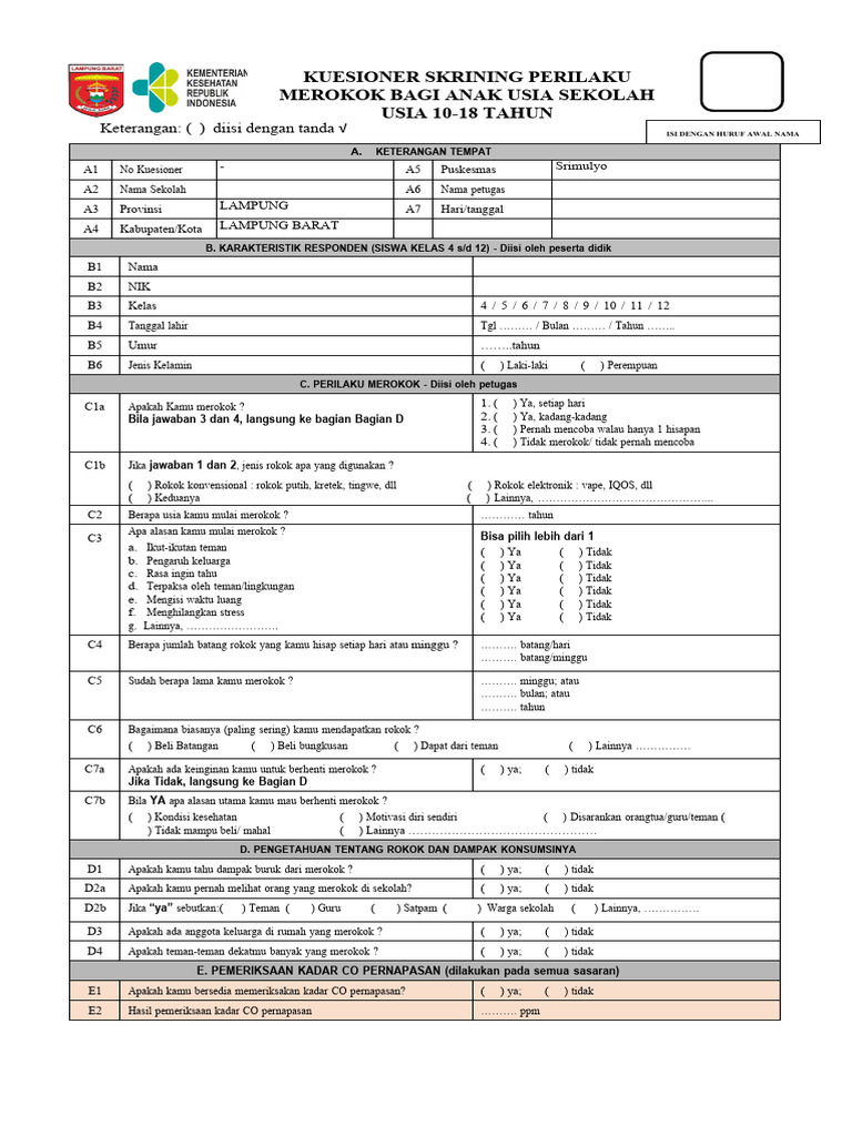Form Skrining KTR | PDF