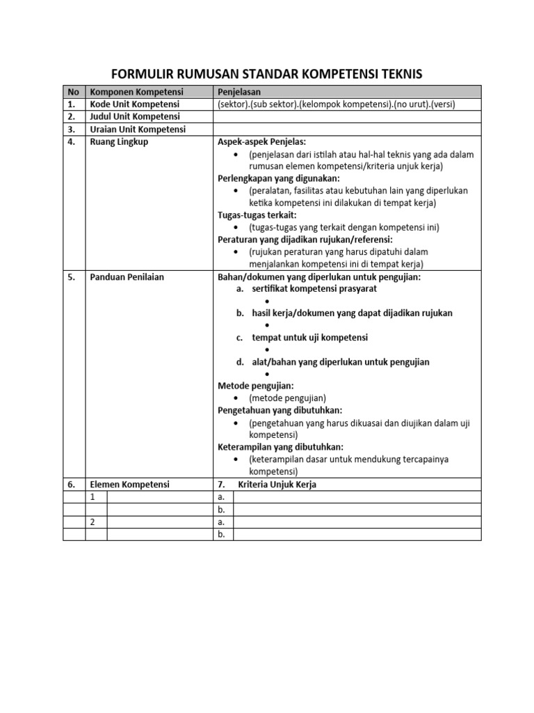 Contoh Dan Form Unit Kompetensi | PDF