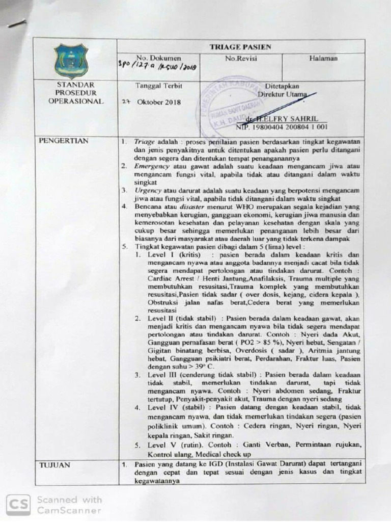 SPO Triage Pasien | PDF