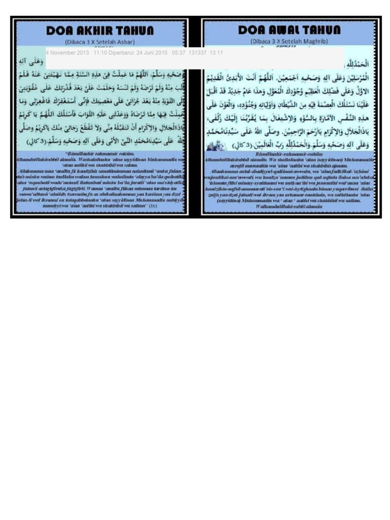 Doa Awal Tahun Dan Akhir Tahun | PDF Doa Awal Tahun Dan Akhir Tahun | PDF