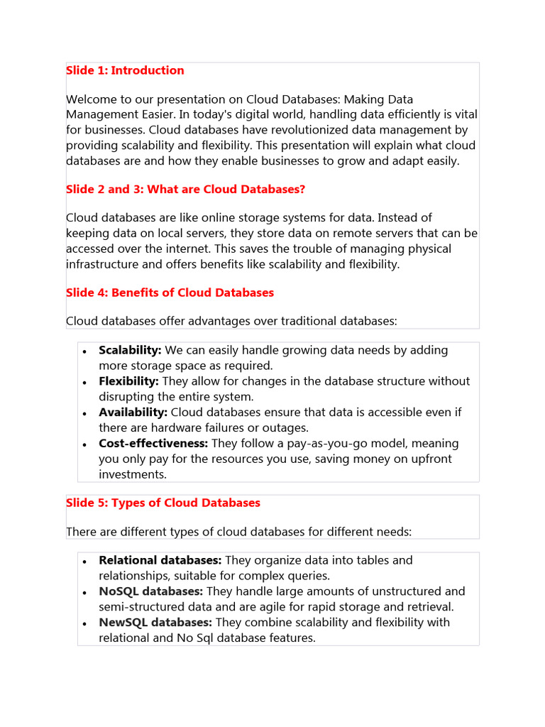 New PPT Description | PDF | Databases | Cloud Computing