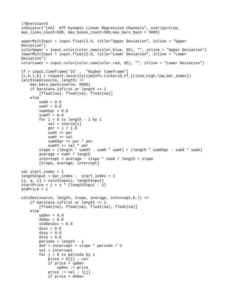 HTF Dynamic Linear Regresion Channels | PDF | Mathematical And ...