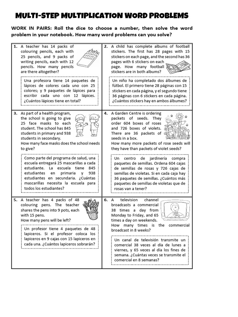 Multi-Step Multiplication Word Problems | PDF