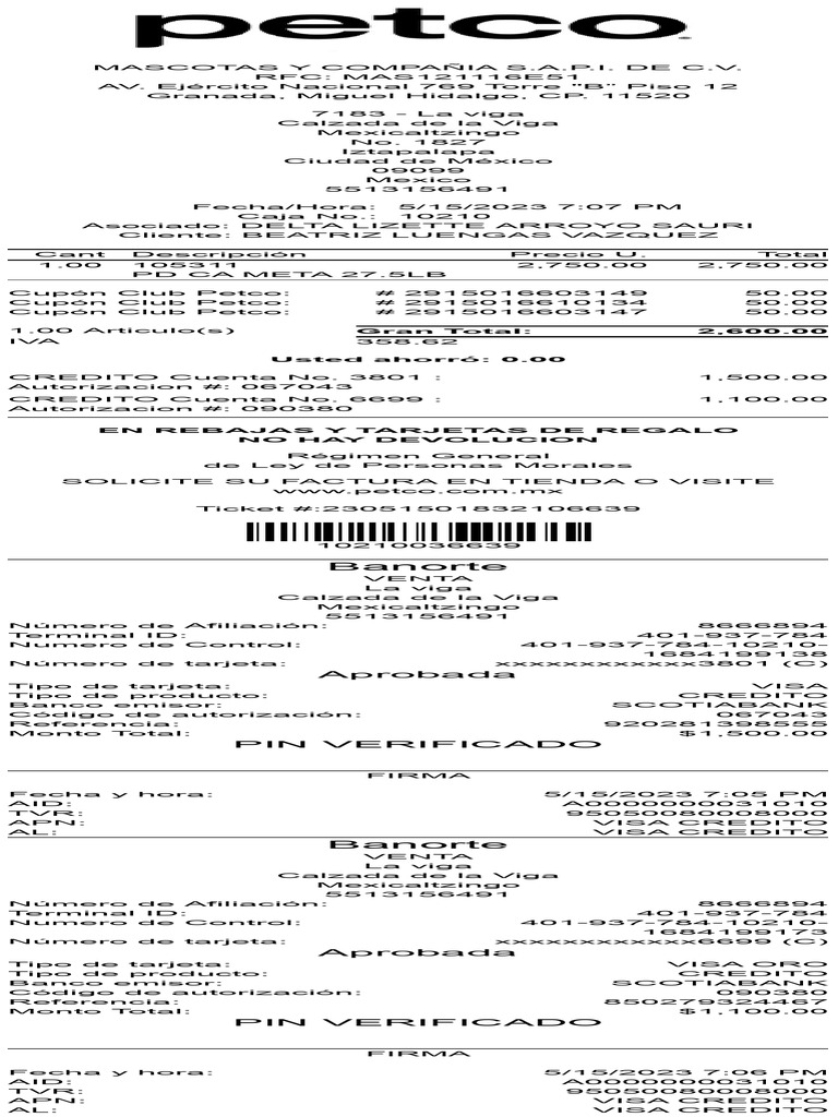 Recibo de Compra en Petco | PDF | Finanzas y dinero | Derecho