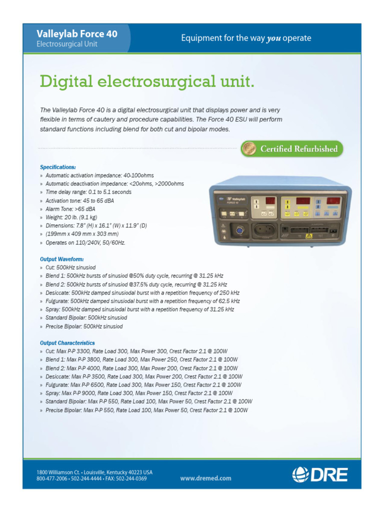 Valleylab Force 40 230902 165627 | PDF