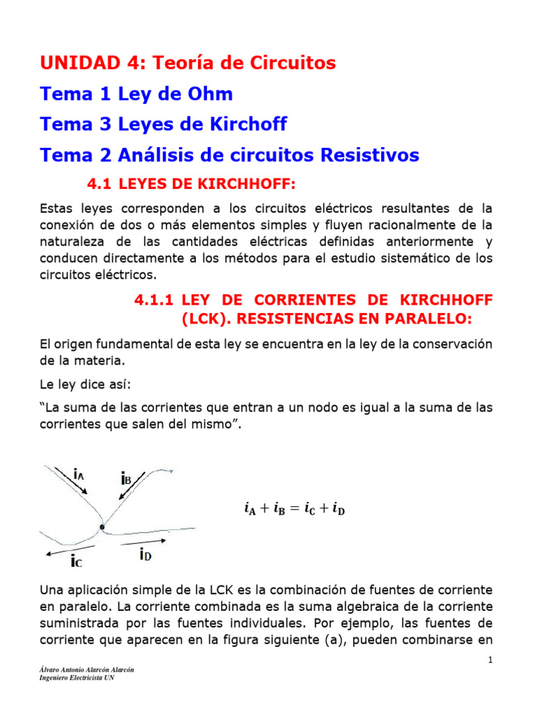 Unidad 4 Temas 1, 2 y 3 Teoría de Circuitos | PDF