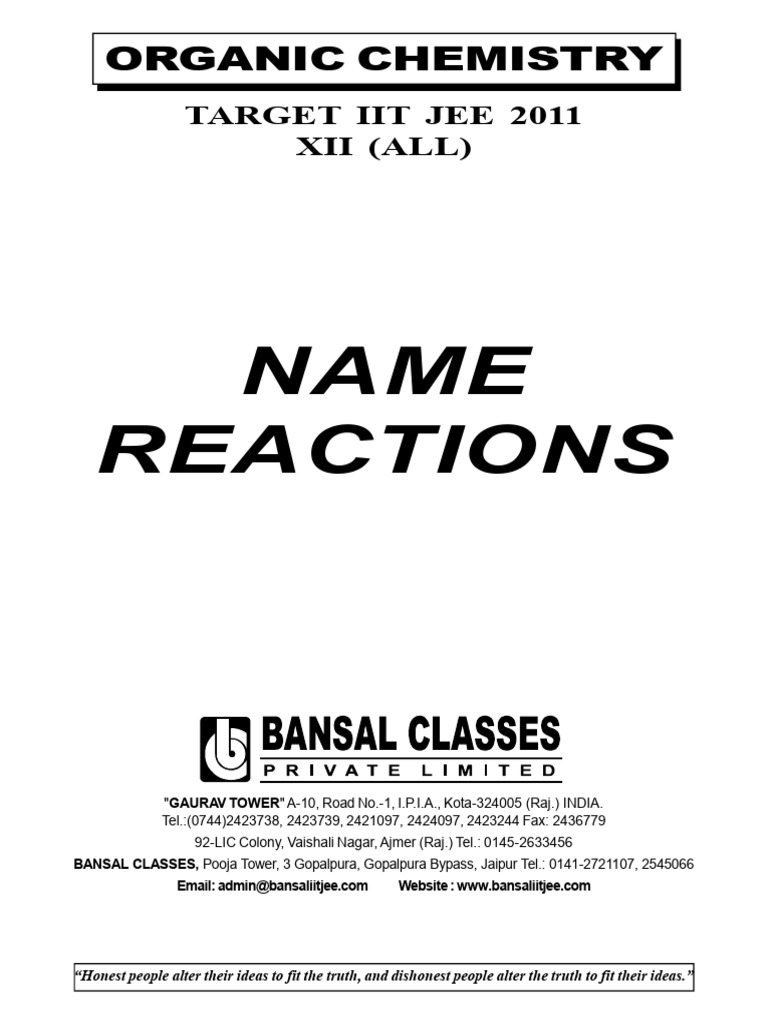 Name Reactions 12th WA | PDF