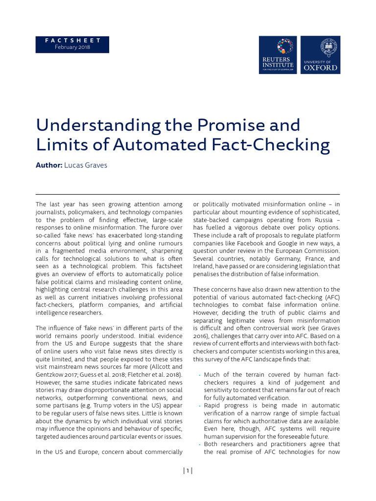 Understanding the Promise and Limits of Automated Fact-Checking | PDF | Human Communication