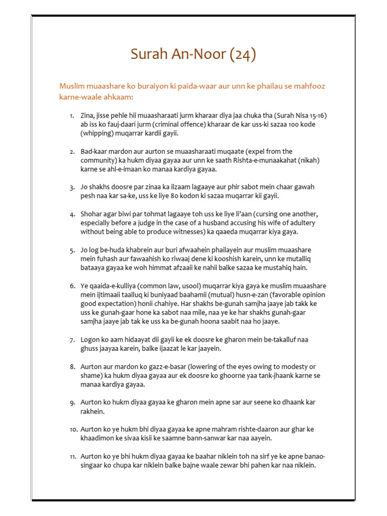 Surah An-Noor (24) Roman | PDF | Islamic Jurisprudence