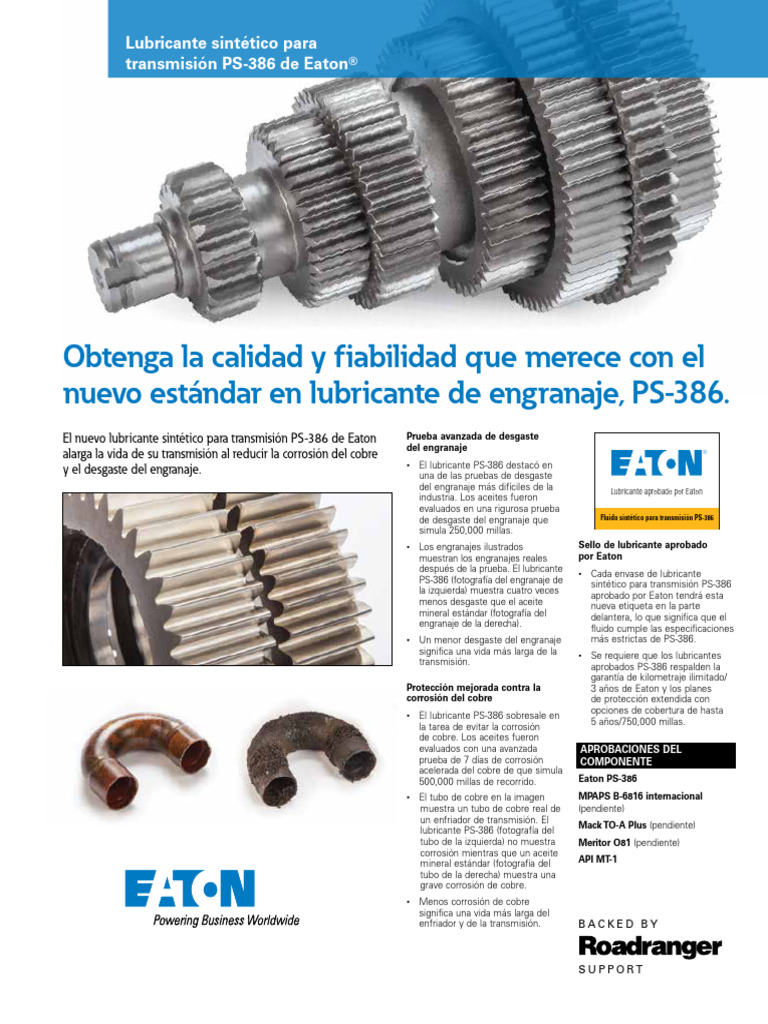 Lubricante Sintético para Trasmisión PS-386 de Eaton | PDF | Lubricante ...