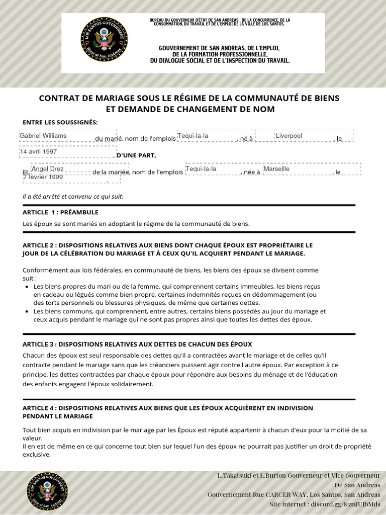 Contrat de Mariage | PDF