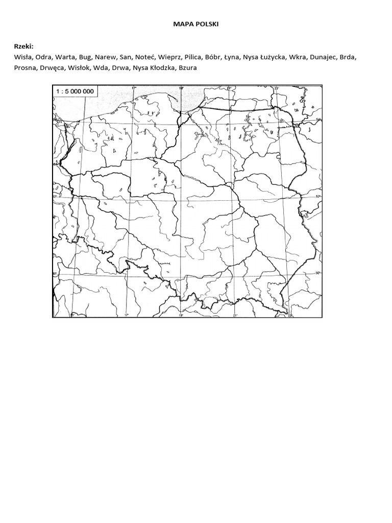 KL 7 Mapa Polski Rzeki Jeziora I Sztuczne Zbiorniki | PDF