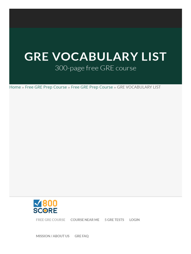 GRE Vocabulary List (2023) | PDF