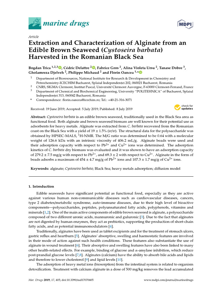 Extraction and Characterization of Alginate From An Edible Brown ... Extraction and Characterization of Alginate From An Edible Brown ...