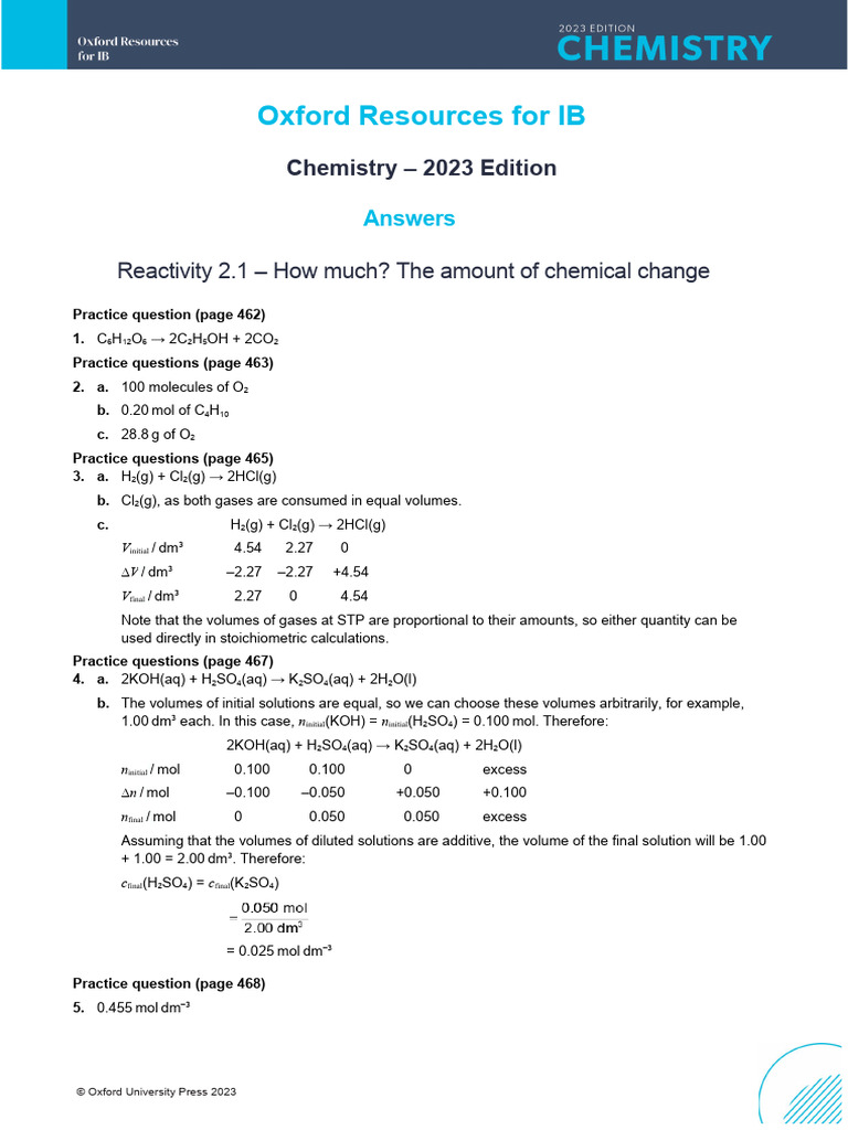 Ib Chemistry Answers r2 | PDF