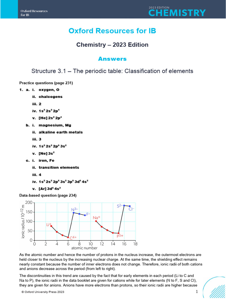 Oxford Resources For IB: Structure 3.1 - The Periodic Table ...