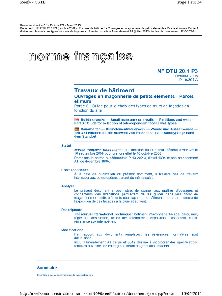 DTU 20.1 P3 Parois Et Murs | PDF