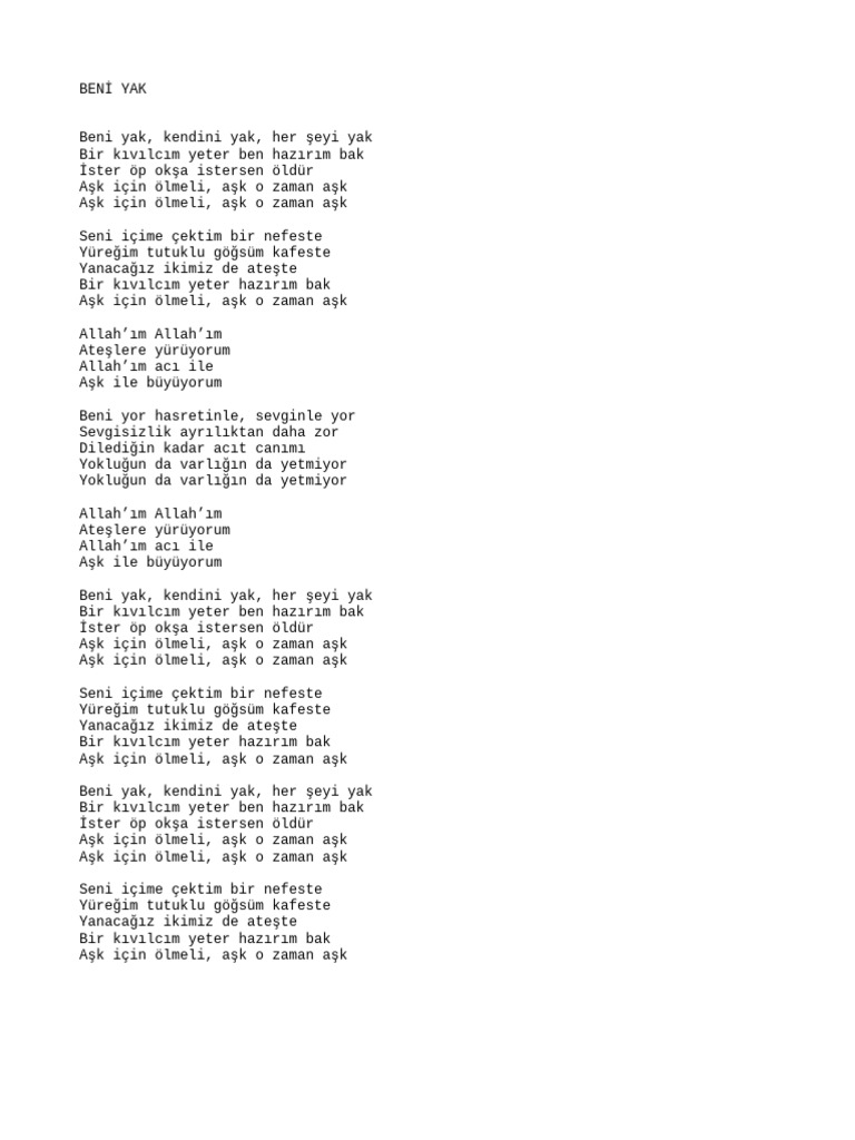 Beni̇ Yak | PDF