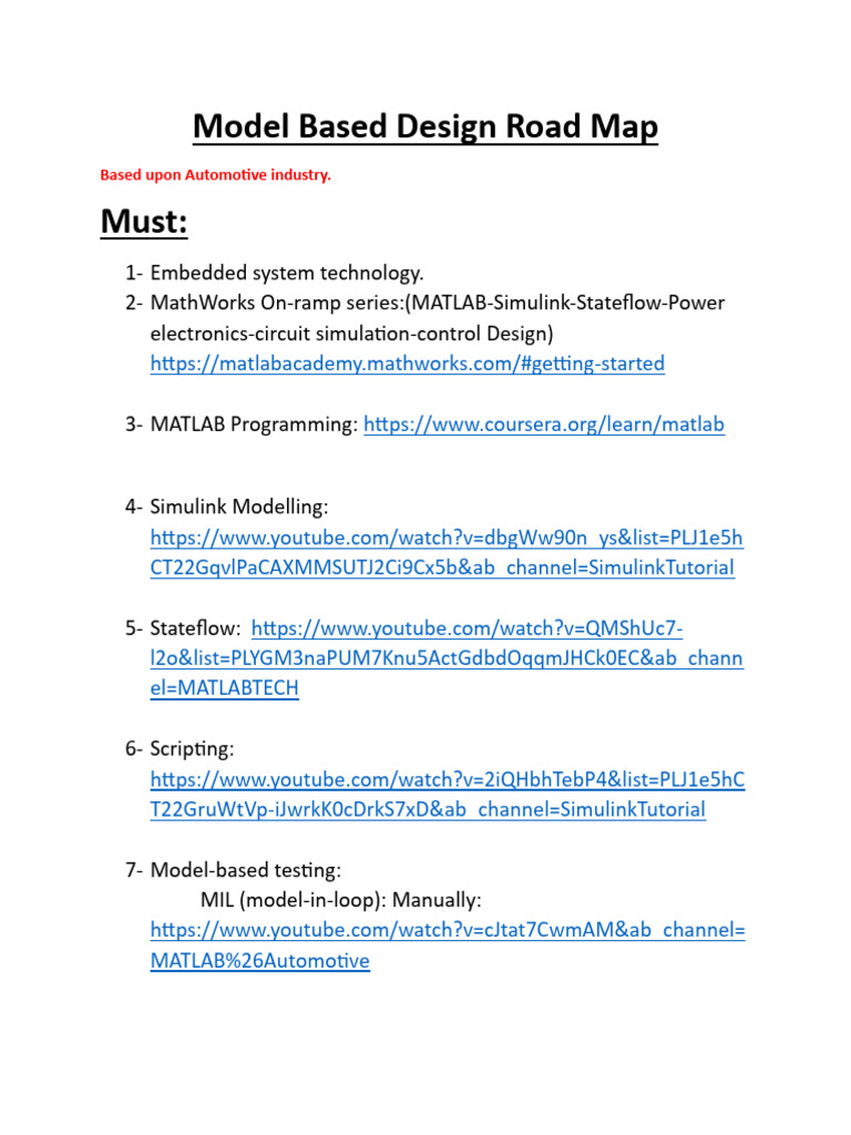 Model Based Design Road MAP | PDF