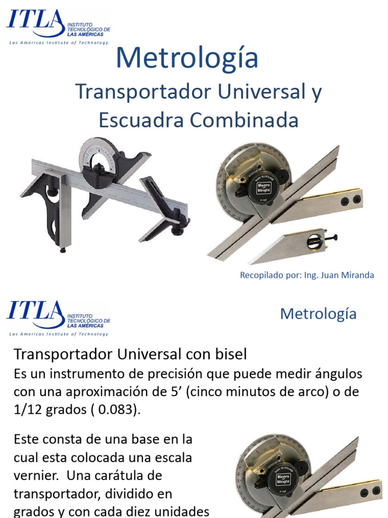 Herramientas de Medición: Transportador y Escuadra Combinada | PDF