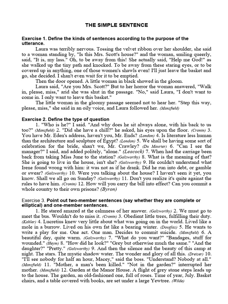 Simple Sentence_ Principal Parts | PDF