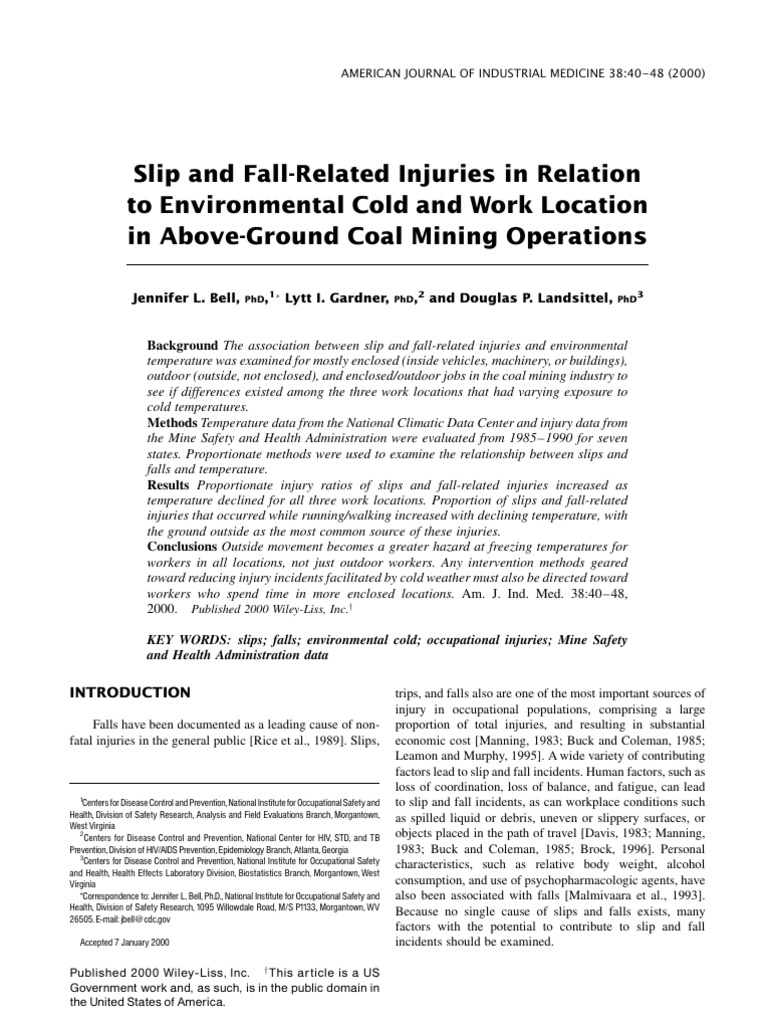 Slip and Fall Related Injuries in Relati | PDF