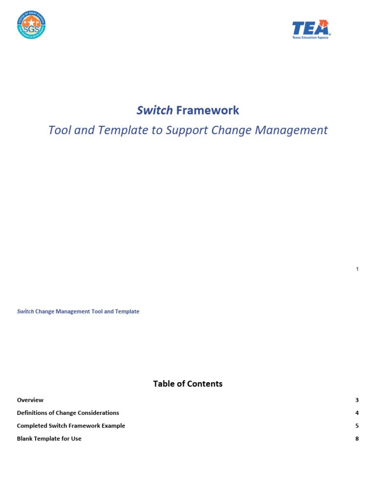 Switch Change Management Tool And Template Pdf Change Management Goal