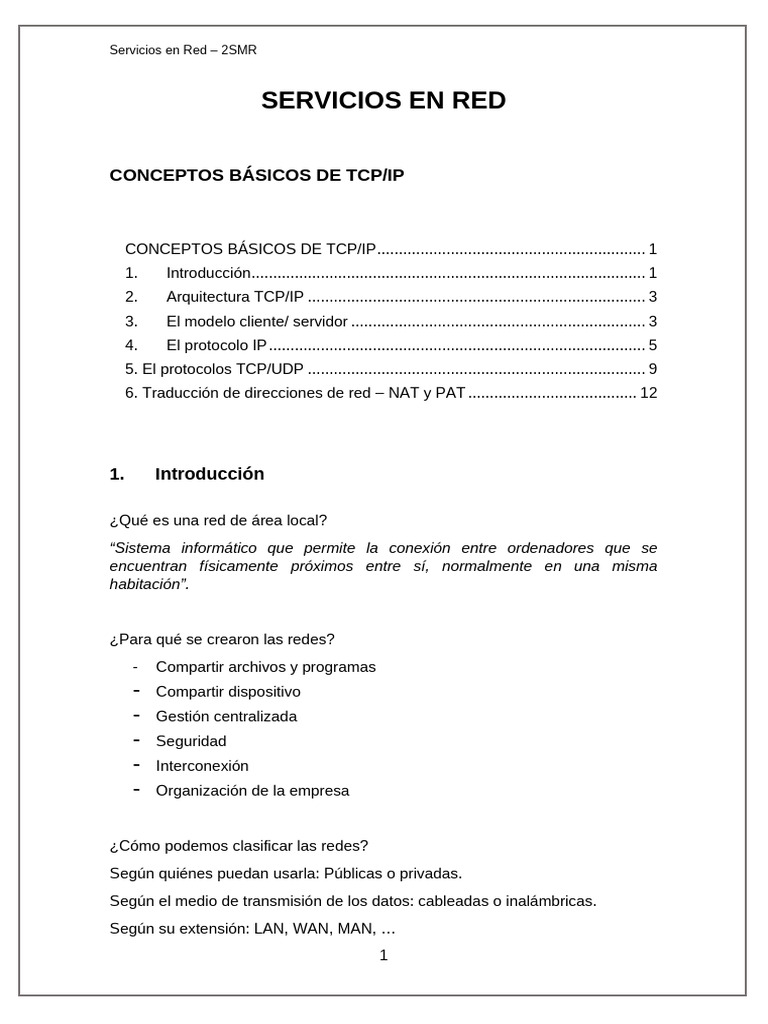 Conceptos Básicos de TCP/IP | PDF | Protocolos de internet | Red de computadoras