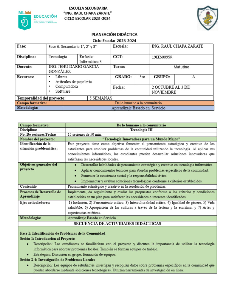 PLAN OCT TEC 3 Tec Innovadora | PDF | Arte