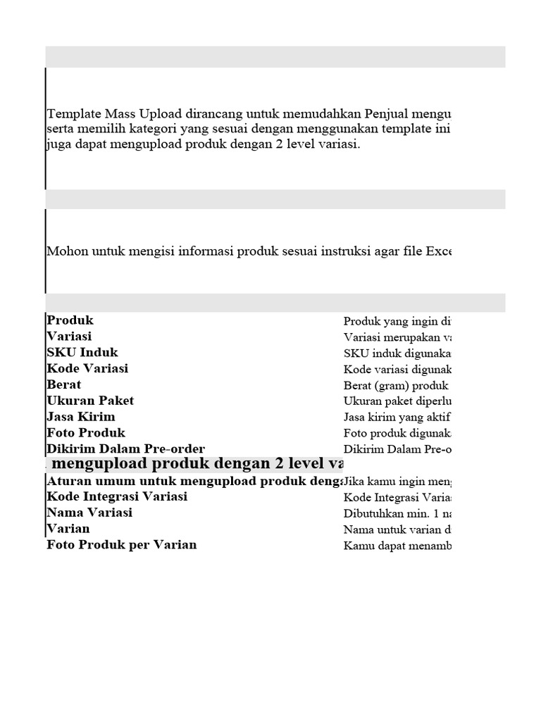 Shopee Mass Upload 30-09-2021 Basic Template | PDF | Komputer