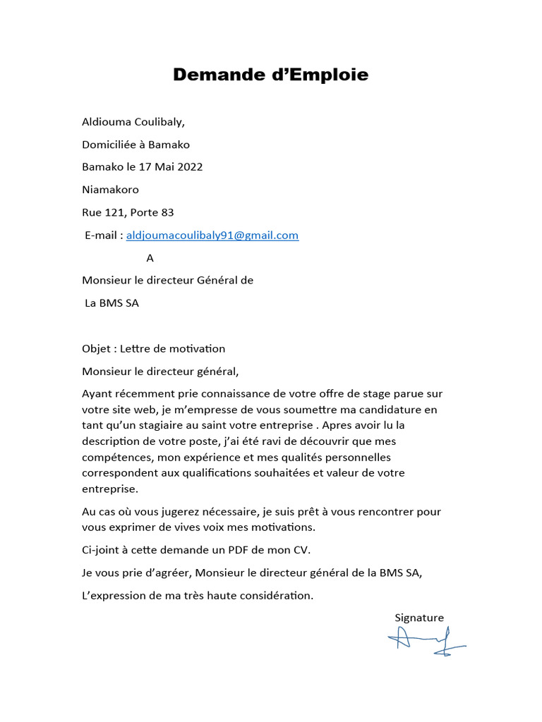 Demande D'emploi | PDF