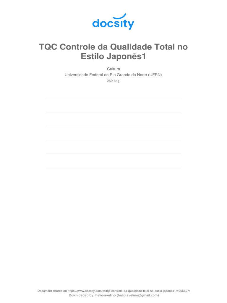 TQC Controle Da Qualidade Total No Estilo Japones | PDF