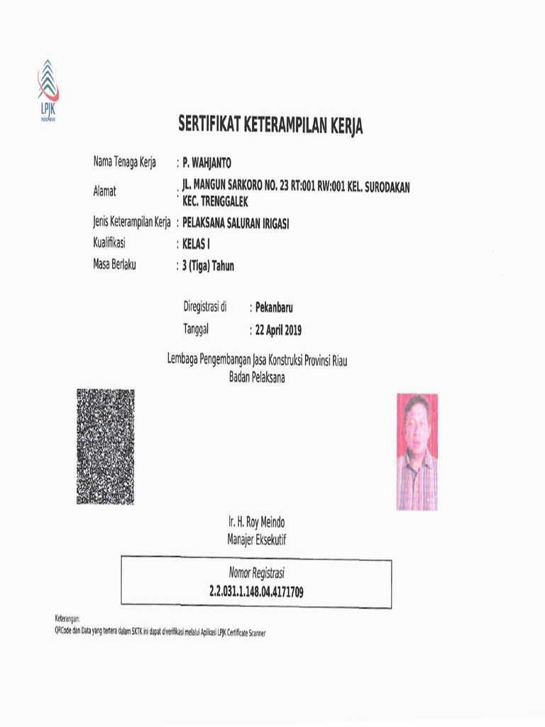 P WAHJANTO (SKT Pelaksana Irigasi) | PDF