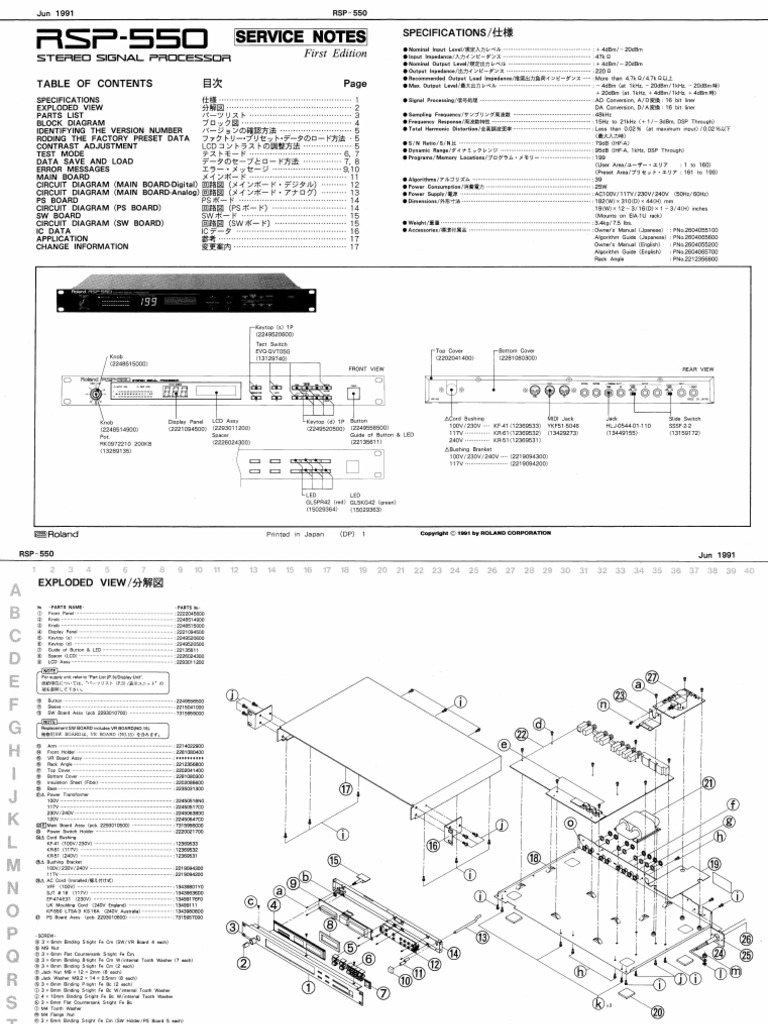 Roland RSP 550 Service Manual | PDF
