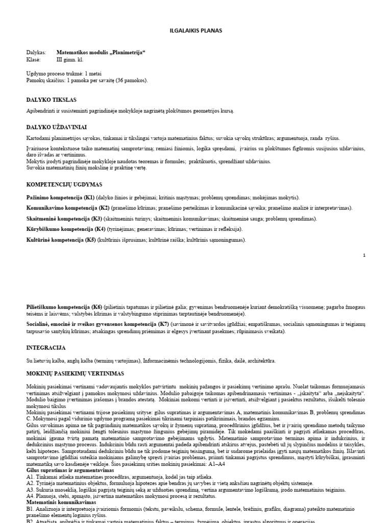 Modulis Planimetrija 11 Kl - Copy | PDF