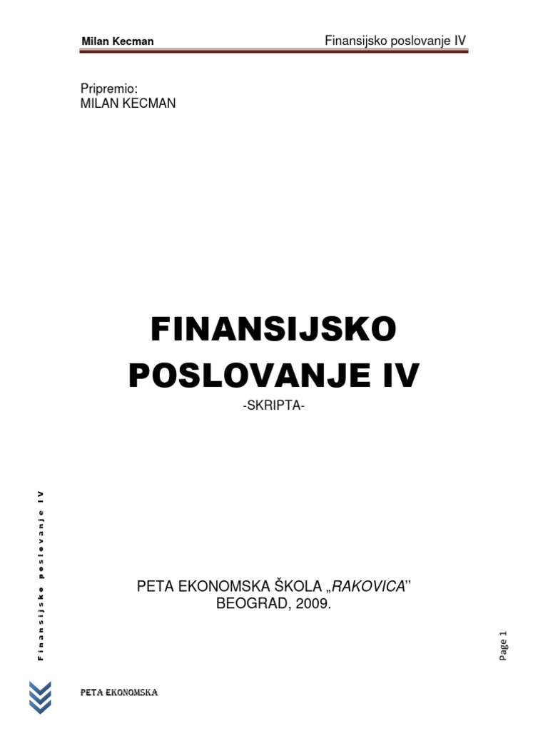 Finansijsko Poslovanje IV | PDF