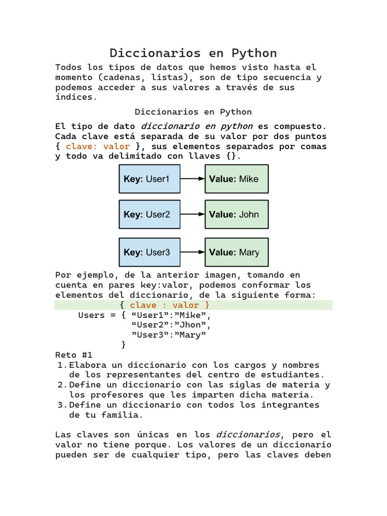 Diccionarios en Python | PDF Diccionarios en Python | PDF