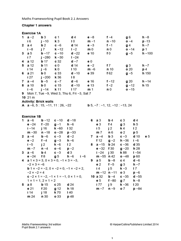 Maths Frameworking Pupil Book 2.1 Answers | PDF | Mathematics ...